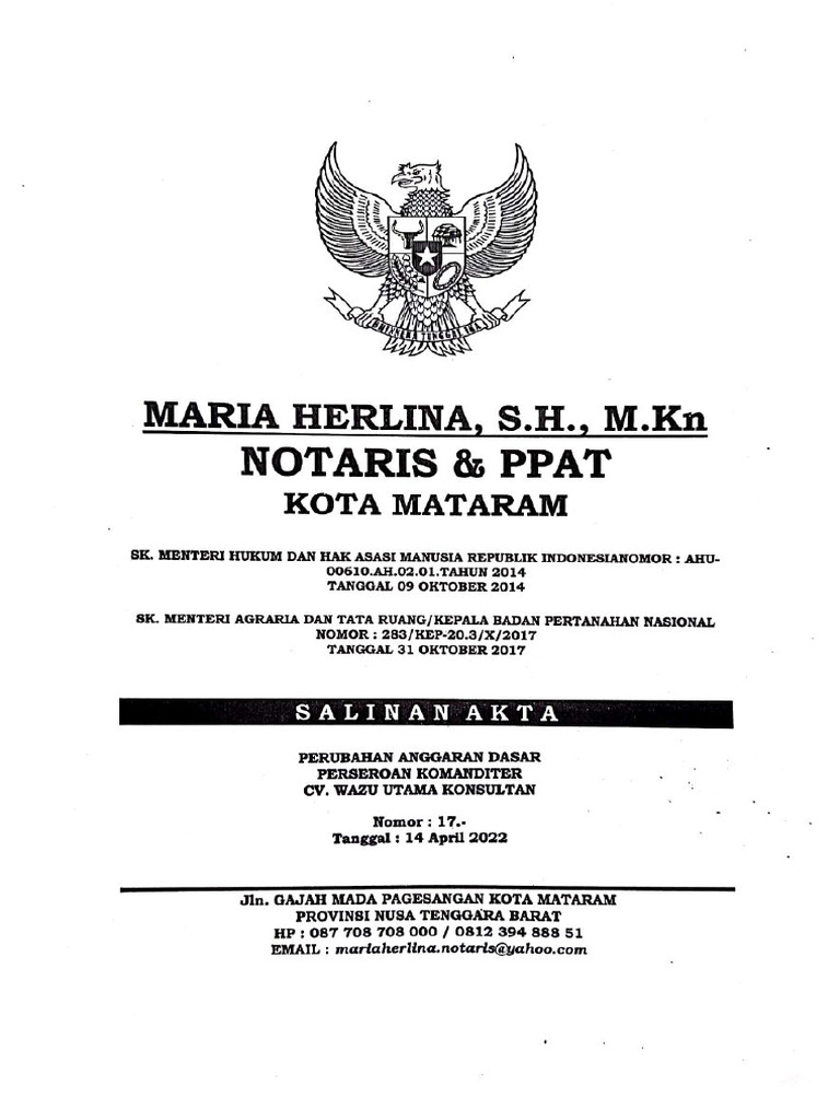 Akta Perubahan 2022 | PDF
