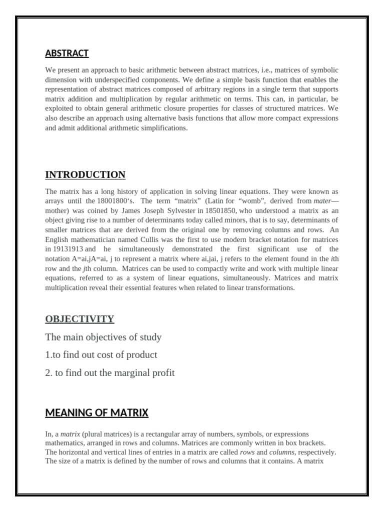 Matrix 1 Pdf Matrix Mathematics Determinant