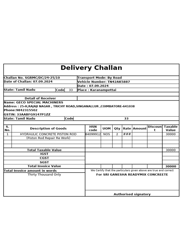 Delivery Challan | PDF