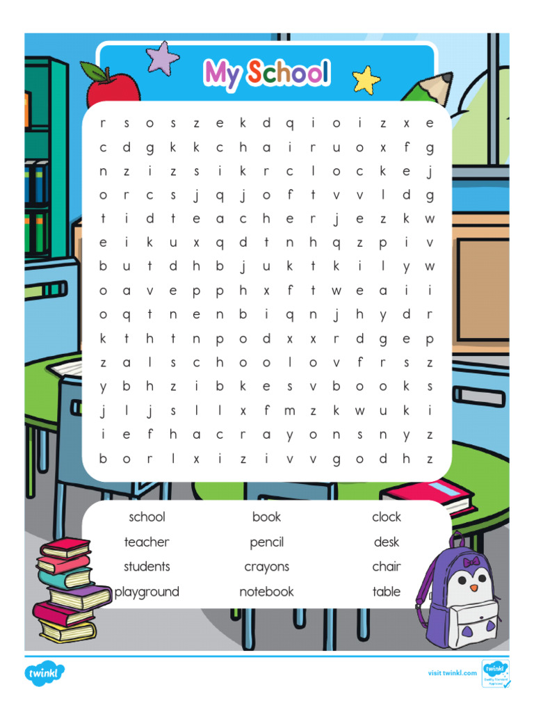 Color Word Search For ELL Newcomers-My School | PDF