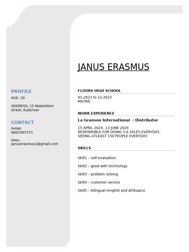 Janus Erasmus CV | PDF