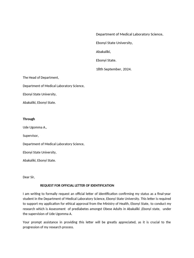 Letter of Identification | PDF | Observation | Health Care