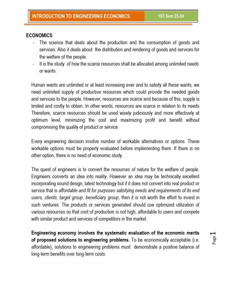 Introduction to Engineering Economics | PDF | Economics | Decision Making