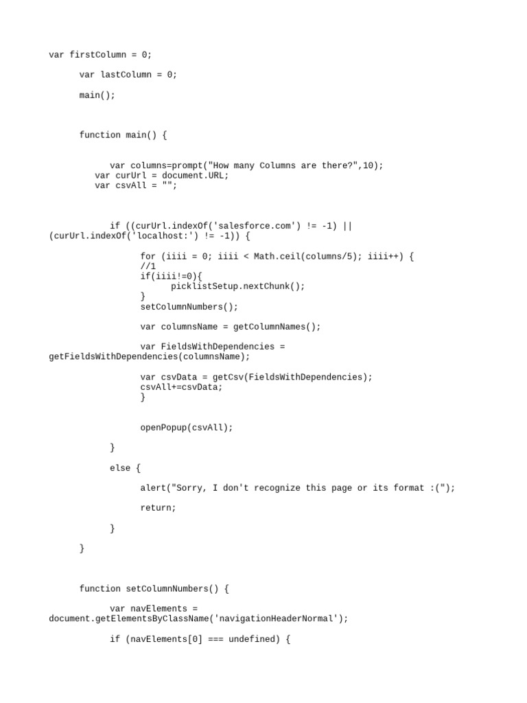 export field dependency js code | PDF