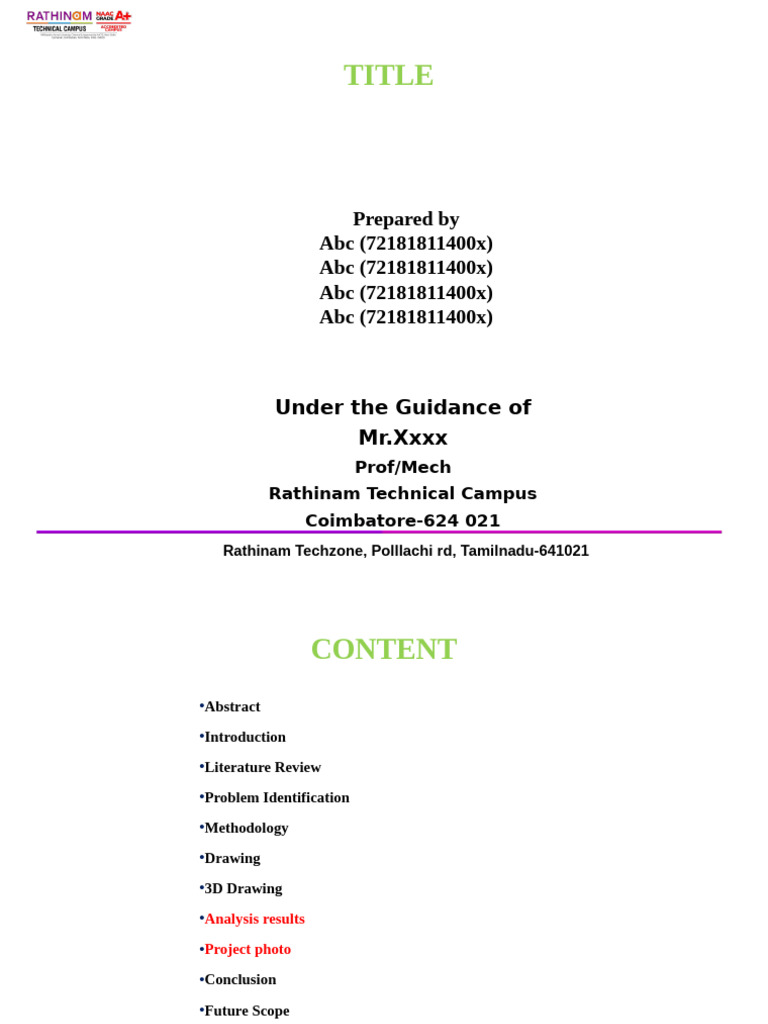 Ug-project Ppt Format | PDF