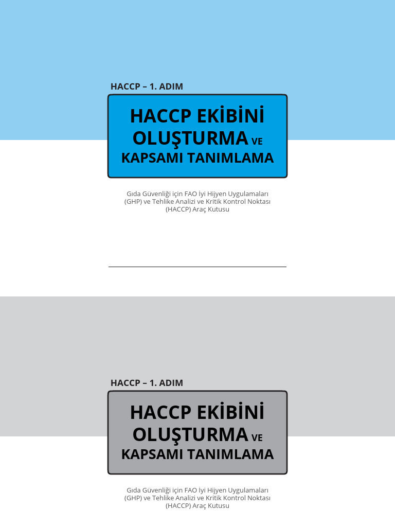 HACCP 1 - HACCP Ekibini Oluşturma ve Kapsamı Tanımlama - cc6254tr | PDF
