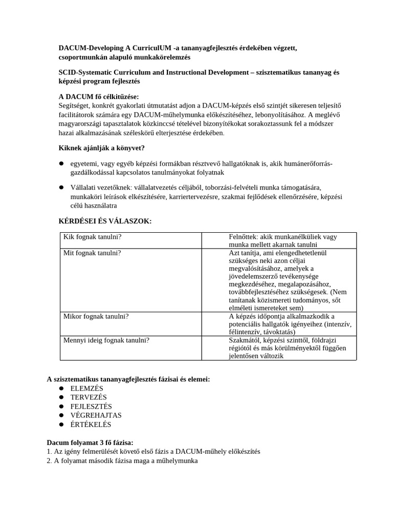 DACUM 1.rész | PDF