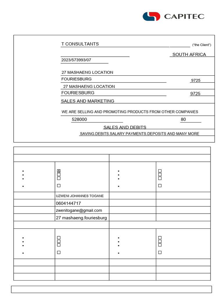 Capitec Bank Form 990 Account Opening | PDF | Debit Card | Privacy