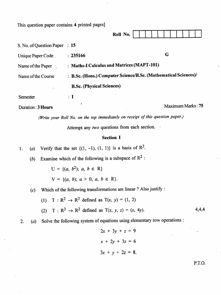 B.sc. (Hons.) I Computer Science-B.sc. (Mathematical Sciences) B.sc. (Physical Sciences) Maths-I ...