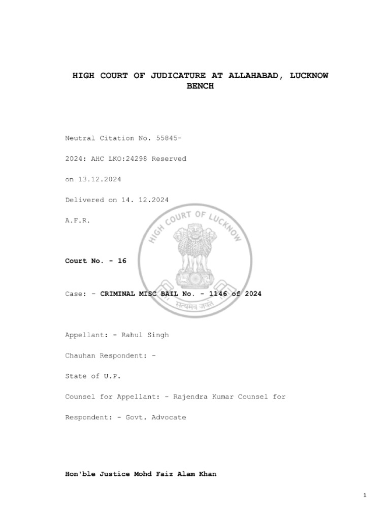 Neutral Citation NO 55845 2024 AHC LKO24298 | PDF