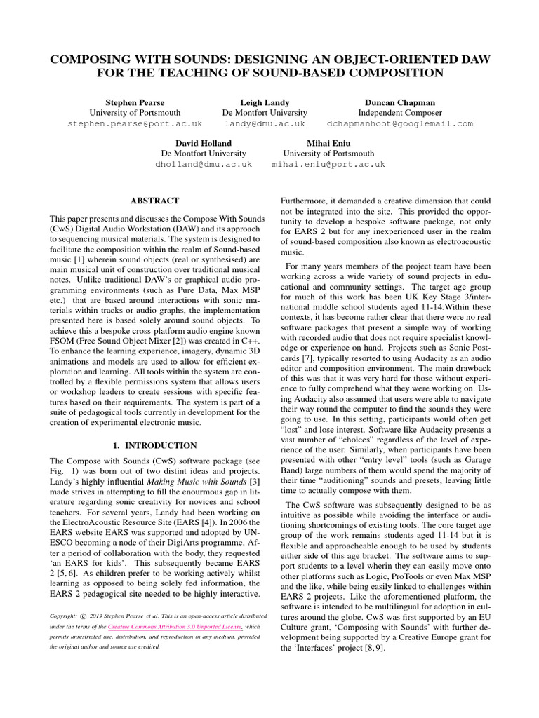 Composing With Sounds Designing An Objec Pdf Software Development Process Software