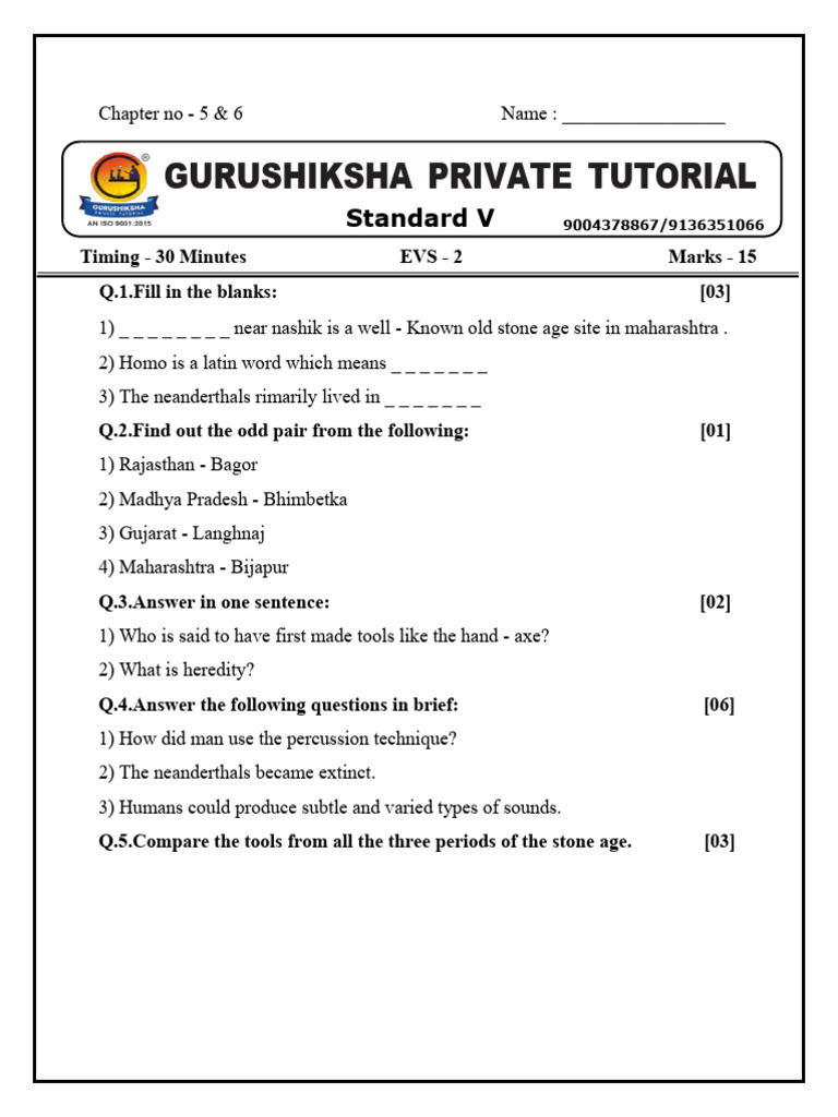 EVS 2 Question Answers for 5th Standard | PDF
