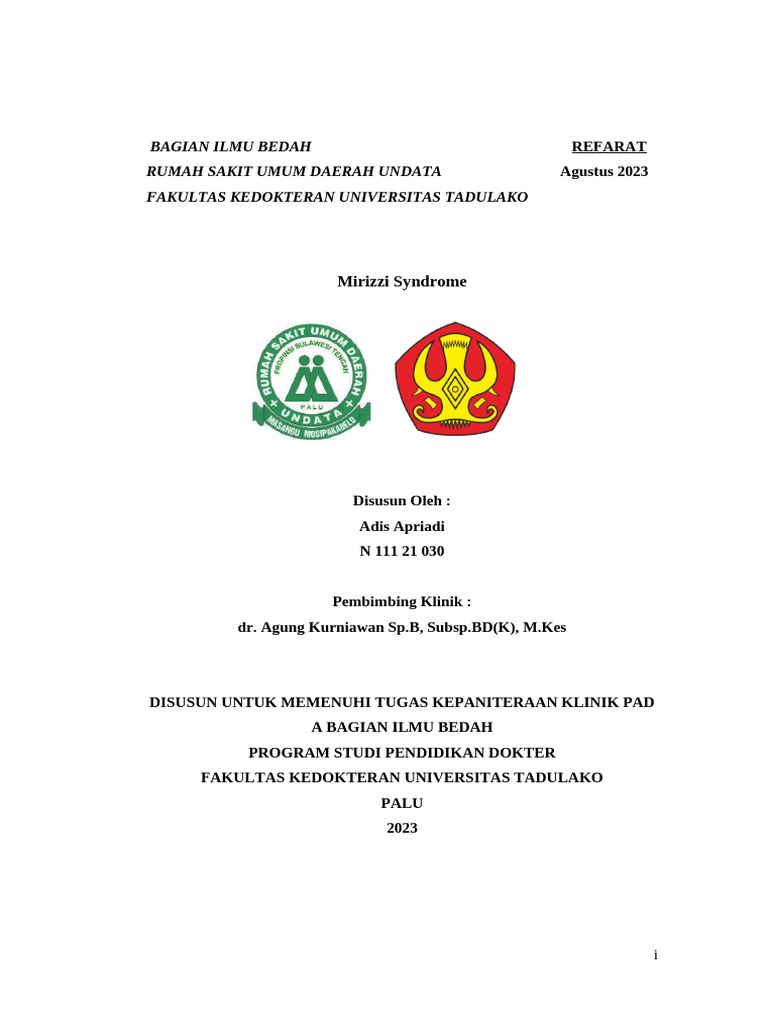 Mirizzi Syndrome_Referat_ Adis Apriadi | PDF