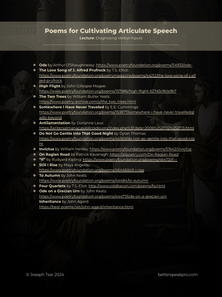 BetterSpeak Poems For Cultivating Articulate Speech 3 | PDF
