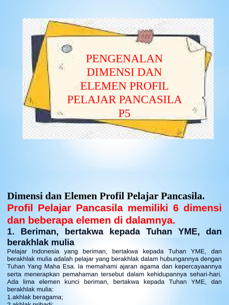PPT PENGENALAN DIMENSI DAN ELEMEN P5 | PDF