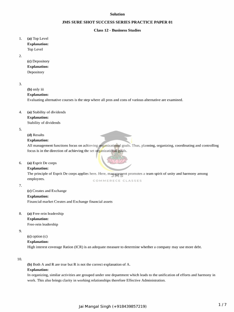 KVS Lucknow XII BST QP & MS (1st PB) (24-25) SET-1 | PDF