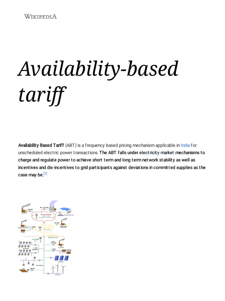Availability-Based Tariff - Wikipedia | PDF | Electrical Grid | Power (Physics)