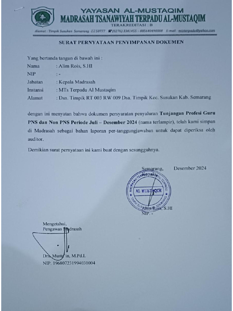 Penyimpanan Dokumen TPG | PDF