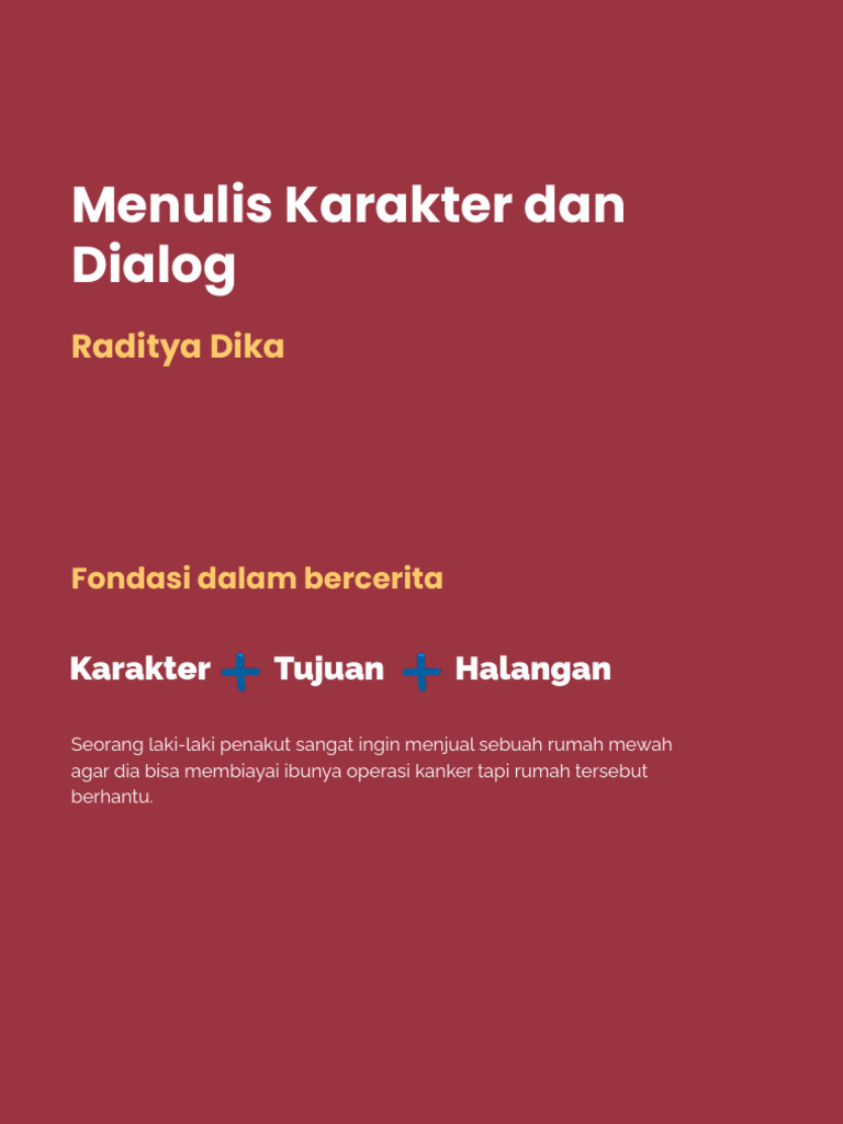 Kelas Menulis Karakter dan Dialog | PDF