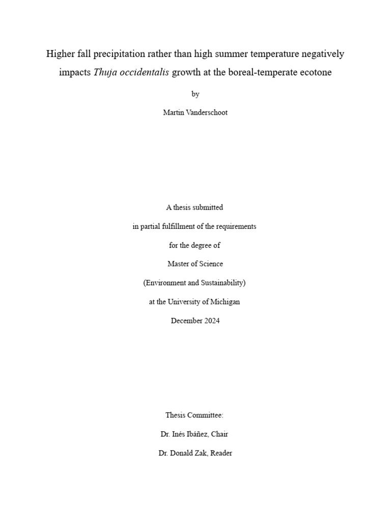 Vanderschoot Thesis 2024 | PDF | Forests | Climate Change