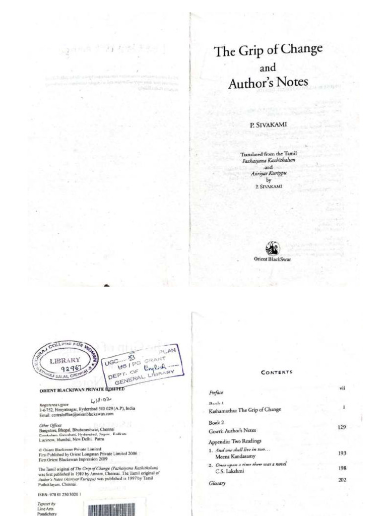P Sivakami Civakami - The Grip of Change and Authors Notes | PDF