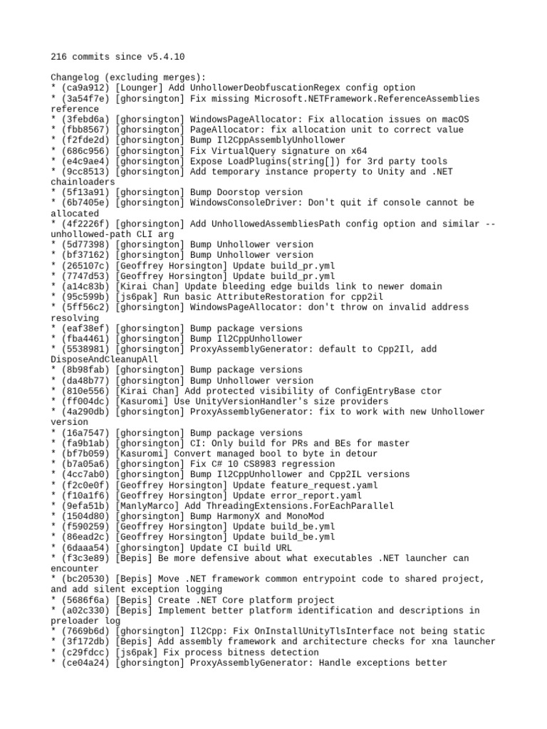 changelog | PDF | Unity (Game Engine) | Computer Architecture