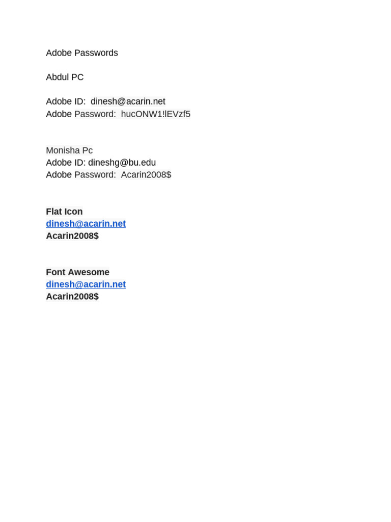 Adobe Passwords | PDF