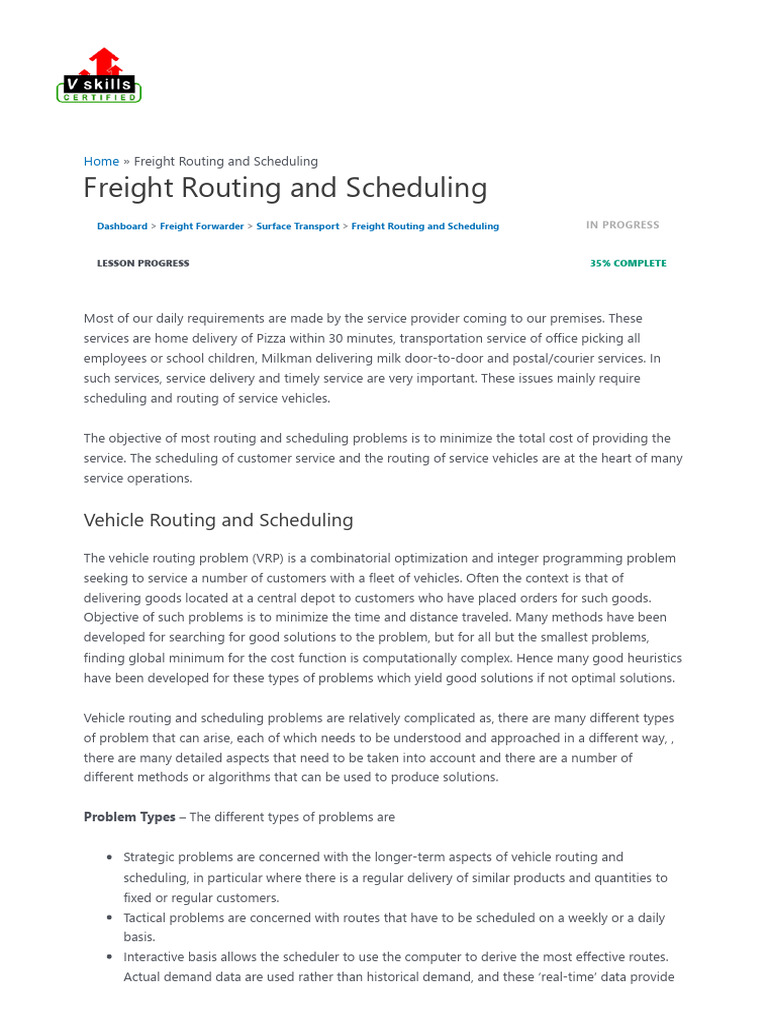 Freight Routing and Scheduling – | PDF | Routing | Applied Mathematics