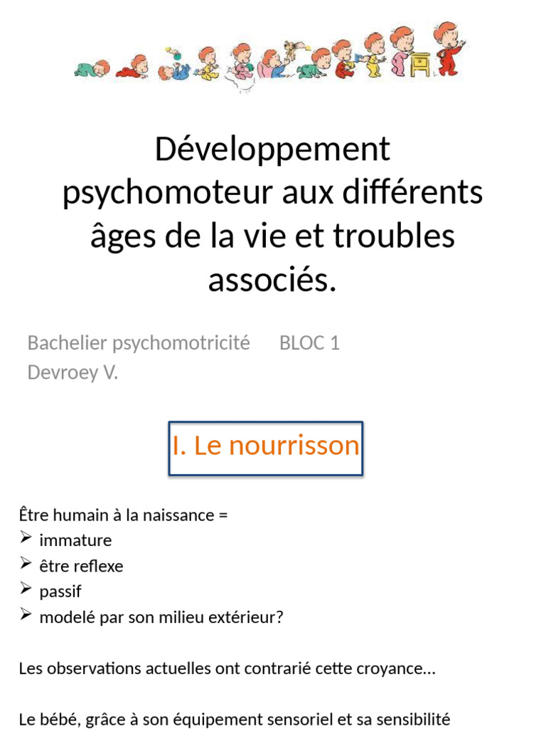 DÃ©veloppement psychomoteur BLOC 1 1er quadri 3 | PDF | Nourrisson | Système vestibulaire