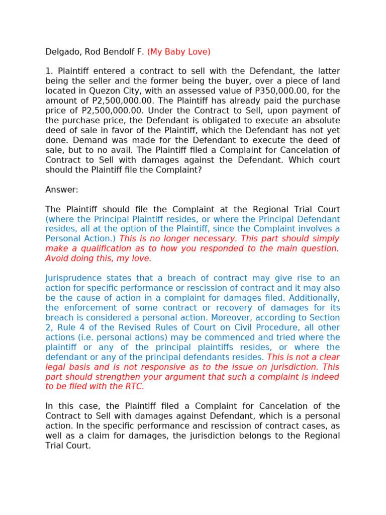 Delgado-ROC-Rules-1-to-12-Quiz | PDF | Complaint | Pleading