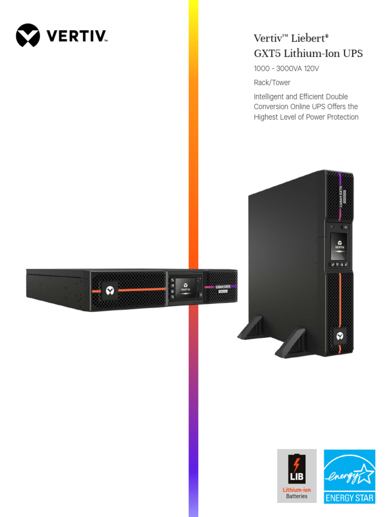 2.vertiv Liebert gxt5 Lithium Ion Ups 1000 - 3000 Va 120v Brochure SL 70925 | PDF | Rechargeable ...