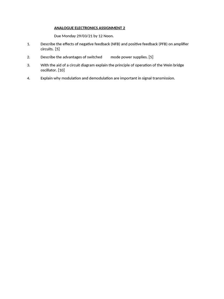 Analogue Electronics Assignment 2 | PDF