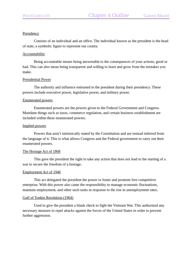 Chapter 4 - Political Science | PDF | United States Congress | American ...