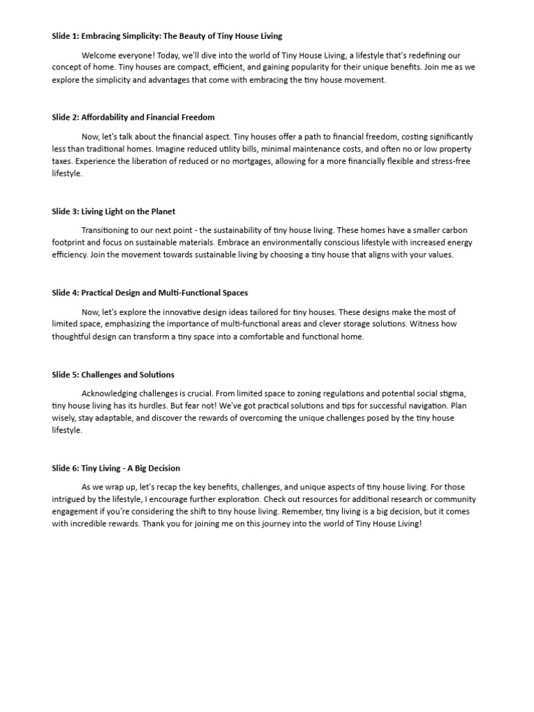 Tiny Living Script | PDF