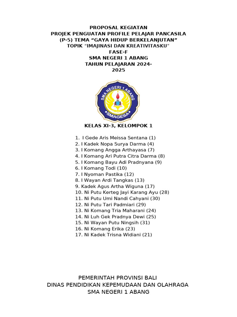 Proposal P5 XI-3 K1 | PDF