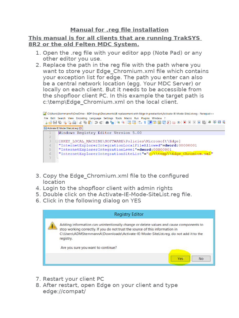 Manual For Reg File Installation | PDF