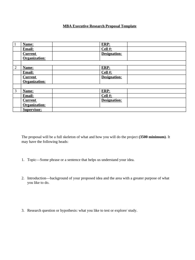 MBA Executive Proposal Template | PDF | Methodology | Survey Methodology