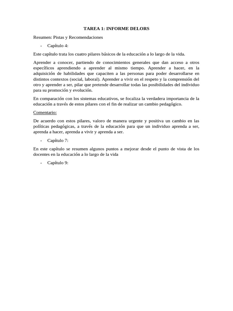 Tarea 1 Informe Delors-DECA 4 | PDF