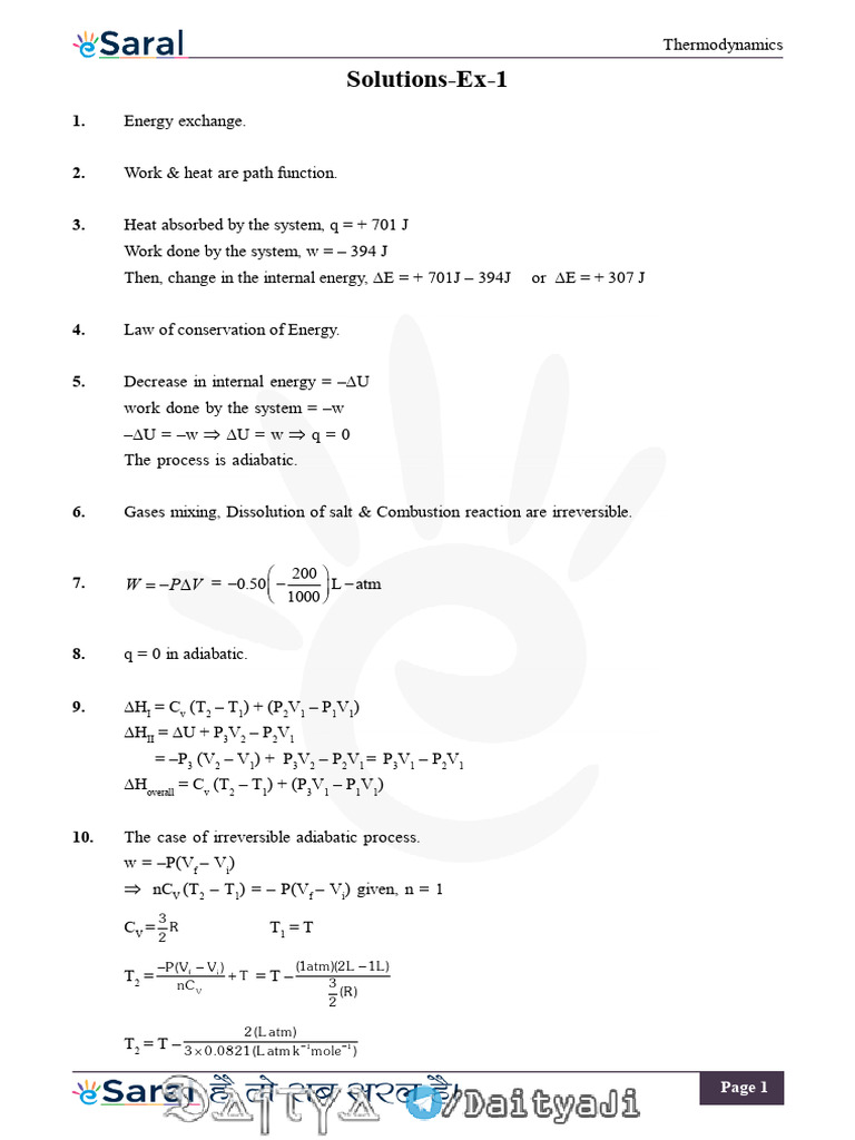 Sheet Solutions Thermodynamics V2.1 | PDF | Entropy | Thermodynamic Properties