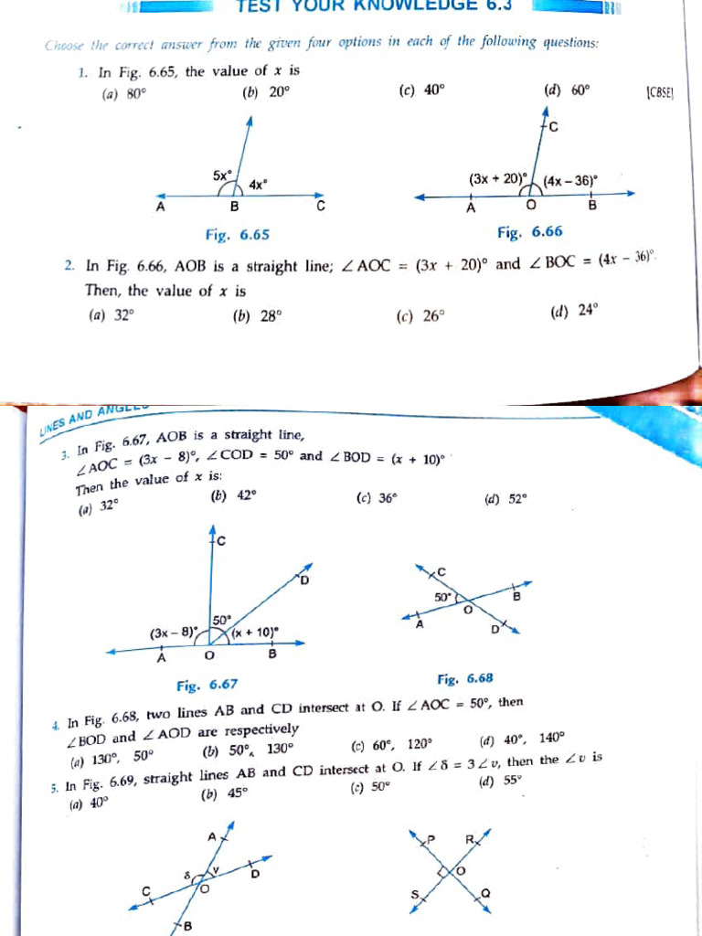 lines and angles MCQs (1) | PDF | Triangle | Classical Geometry