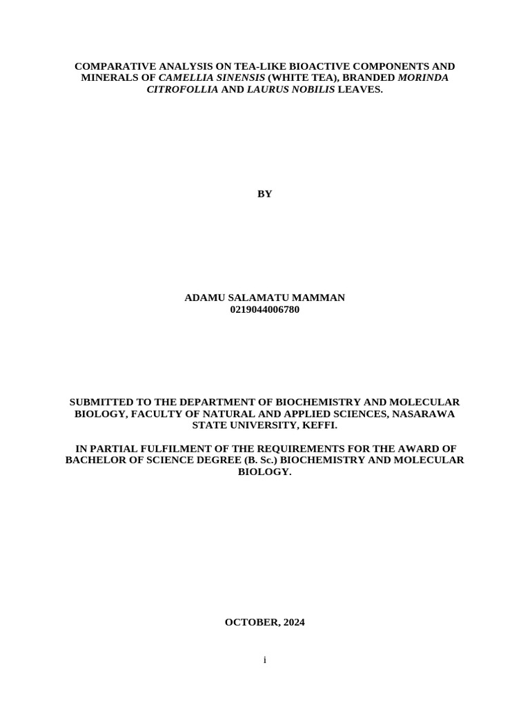 Salamatu Mamman Adamu Project Work | PDF | Polyphenol | Flavonoid