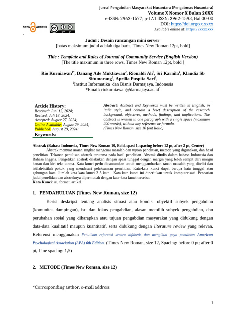 Template Abdimas, Jurnal Pengabdian Masyarakat Nusantara (Pengabmas ...