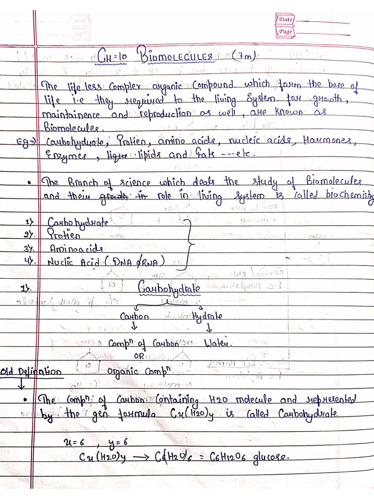Biomolecules Notes 12th+neet | PDF
