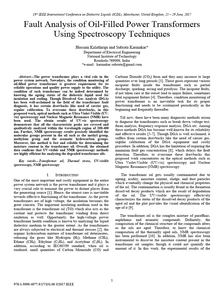 5 Fault - Analysis - of - Oil-Filled - Power - Transformers - Using - Spectroscopy - Techniques ...