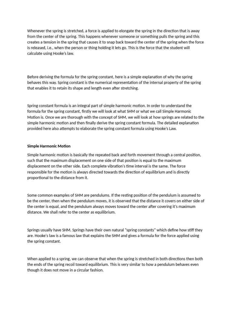 spring | PDF | Force | Mechanics