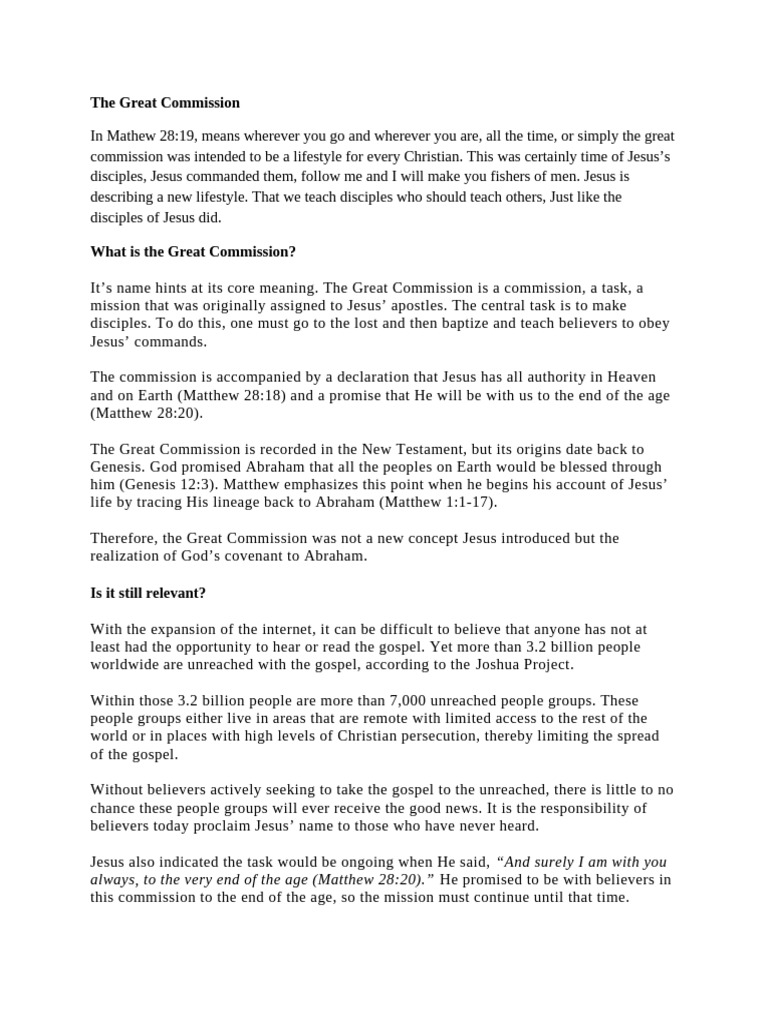 The Great Commission of Christ | PDF | Jesus | Disciple (Christianity)