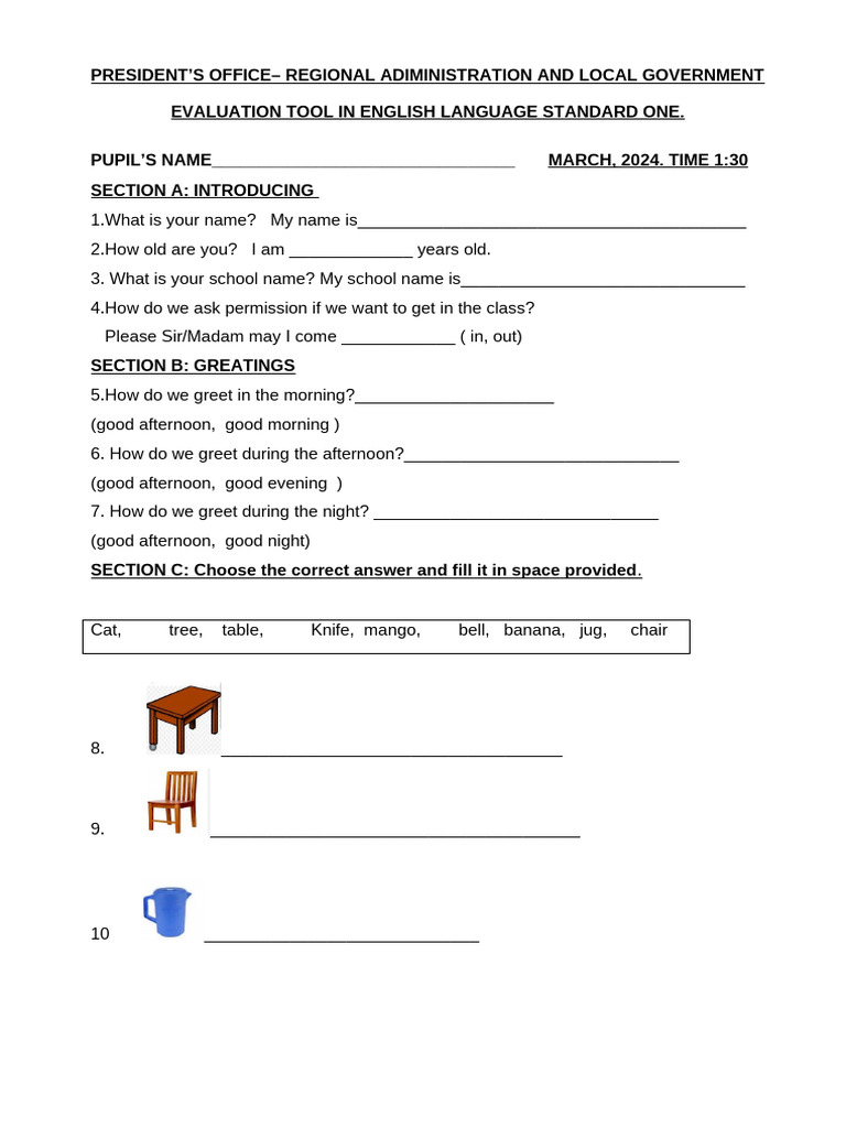 English Languge Standard One | PDF