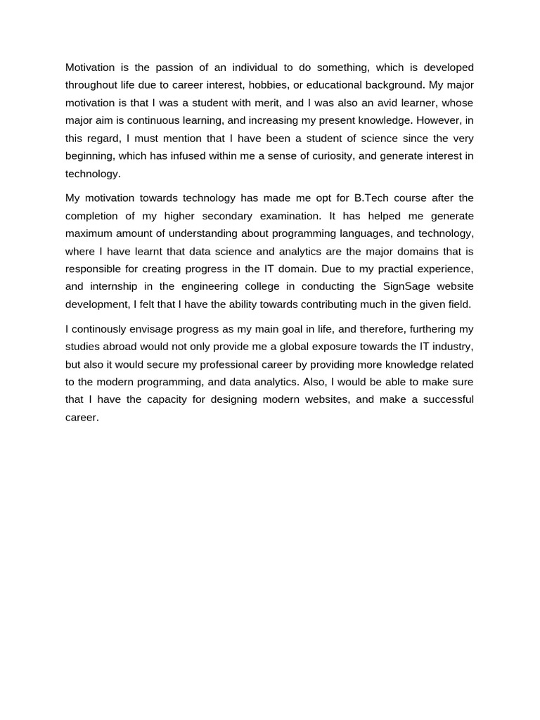 Asmita Sarkhel - Motivational Letter | PDF