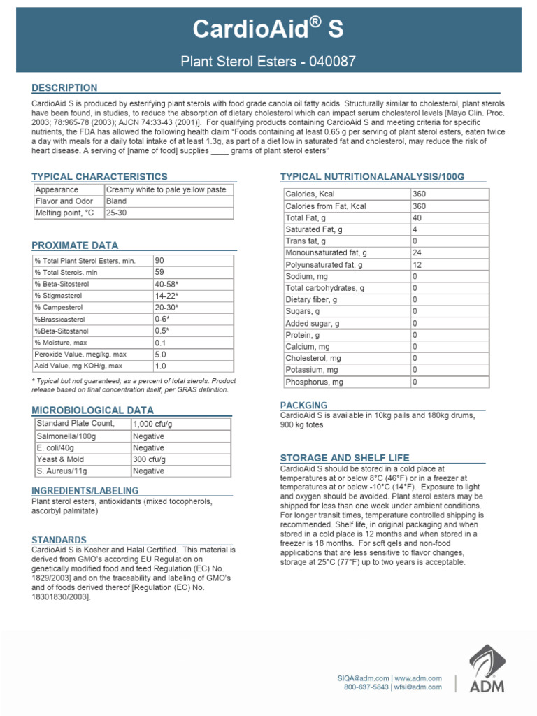 CardioAid S - 040087 | PDF | Fat | Nutrition