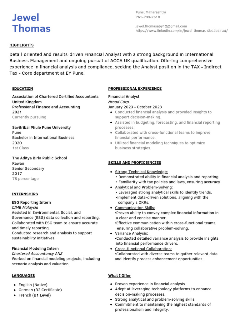 EY_CV | PDF | Financial Analyst | Financial Modeling